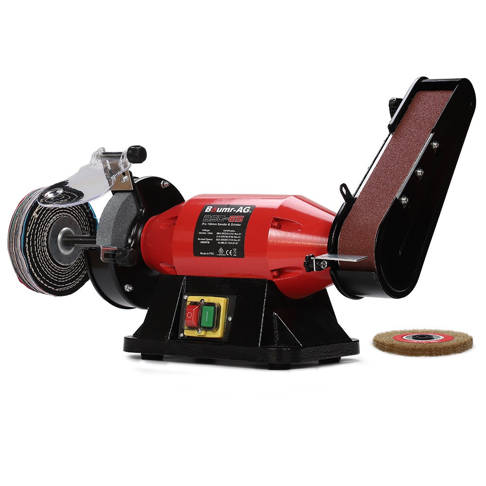 BAUMR-AG Bench Grinder Sander and Polisher Combo, 150mm Grinding Wheel ...