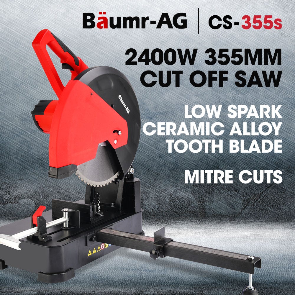 Baumr-AG 2400W 355mm 14" Metal Cut Off Cold Saw, Premium Low Spark Cer