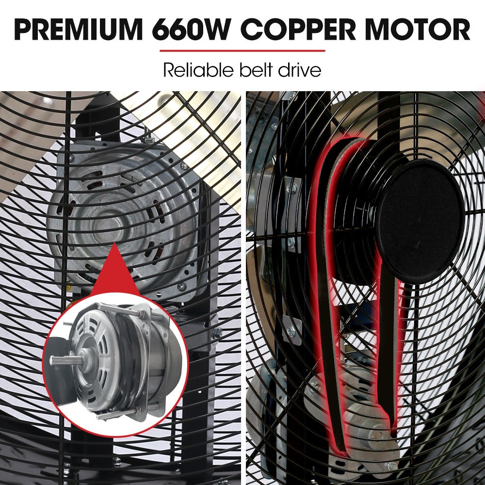 BAUMR-AG 42" 1067mm 660W Industrial Mobile Floor Drum Fan, Belt Drive ...