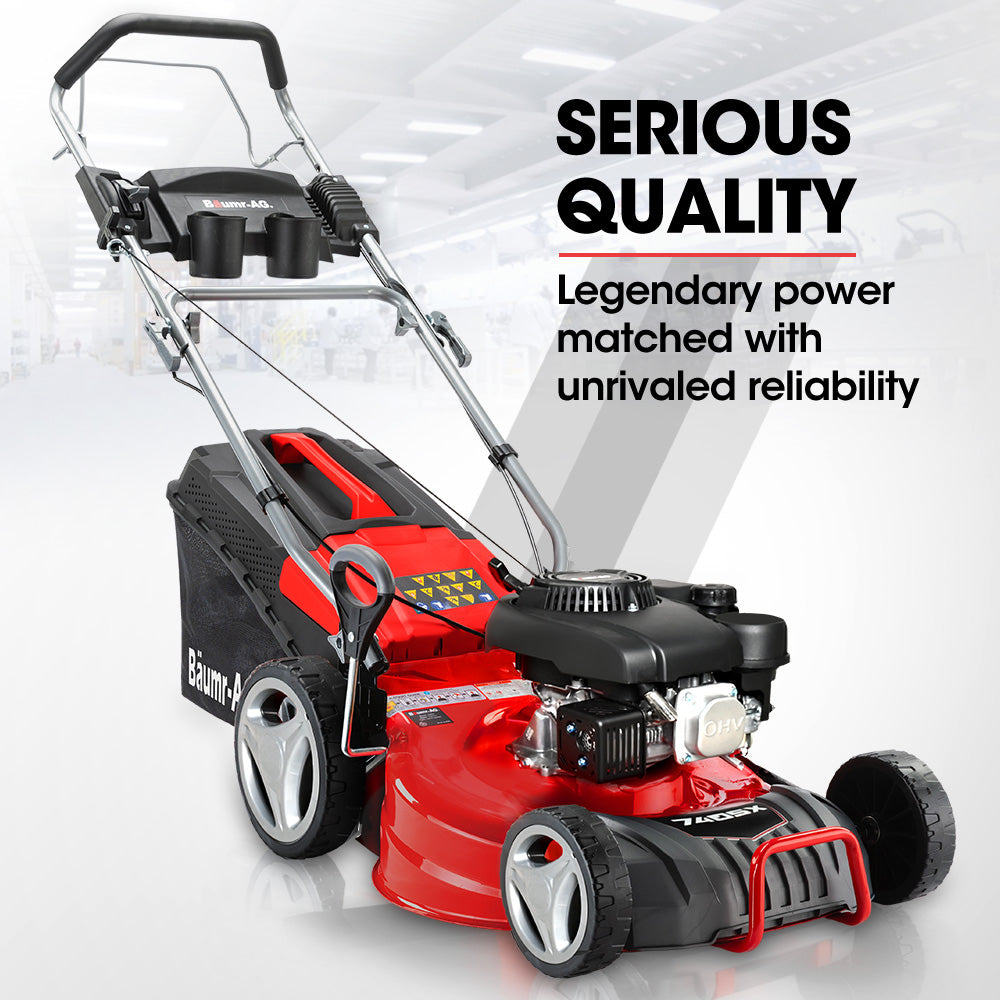 BAUMR-AG 18" 150cc Self Propelled Lawn Mower, 7 Height, Steel Deck, Cu ...