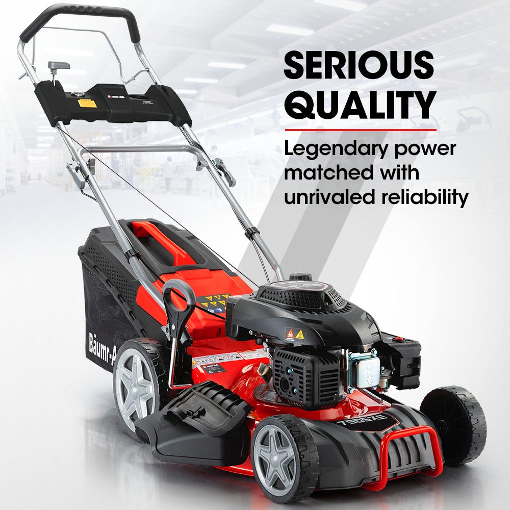 BAUMR-AG 18" 224cc Electric Start Self Propelled Lawn Mower, 7 Height ...