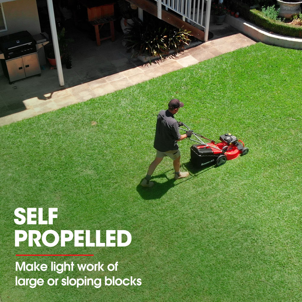 BAUMR-AG 18" 150cc Self Propelled Lawn Mower, 7 Height, Steel Deck, Cu ...