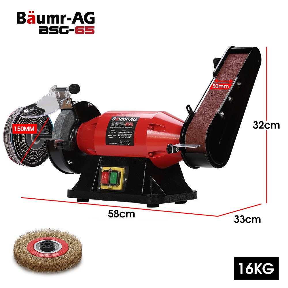 BAUMR-AG Bench Grinder Sander and Polisher Combo, 150mm Grinding Wheel ...