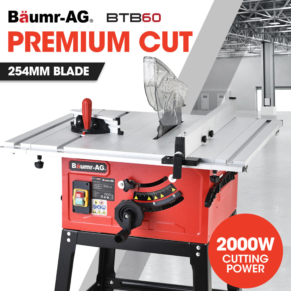 Baumr-AG 2000W 254mm Corded Table Saw with Stand, Extendable, Laser Gu