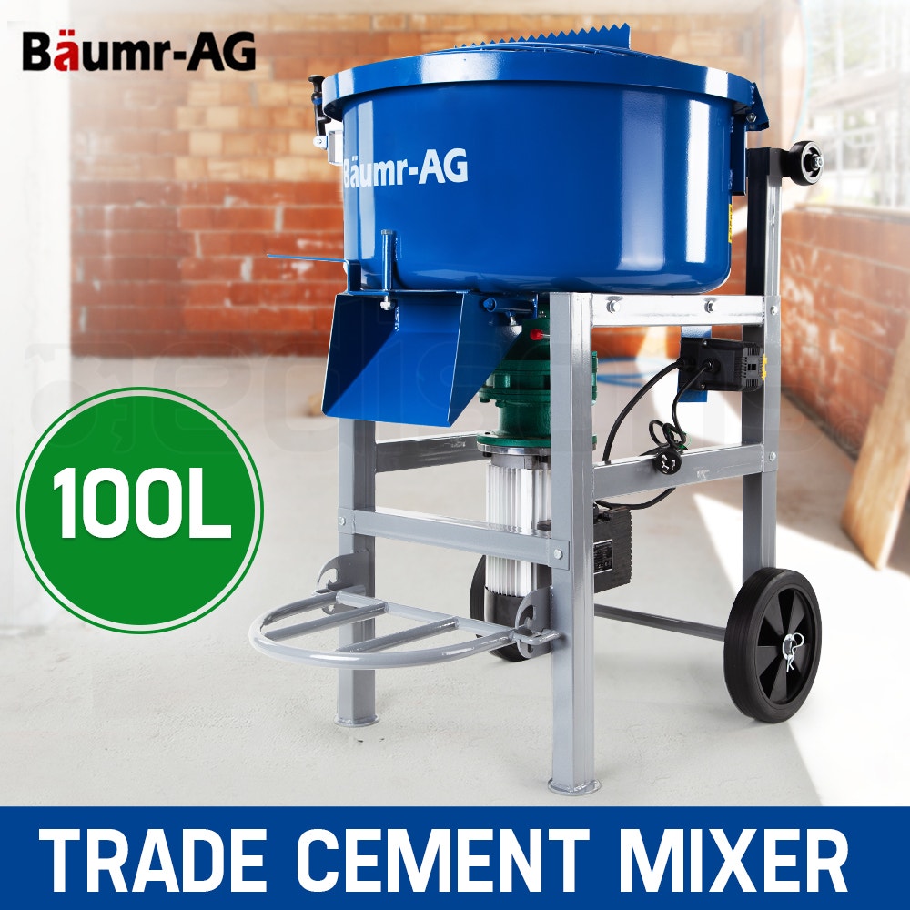Baumr-AG 100L Mixer Mortar Electric Cement 1500W Screed Pan Heavy Duty
