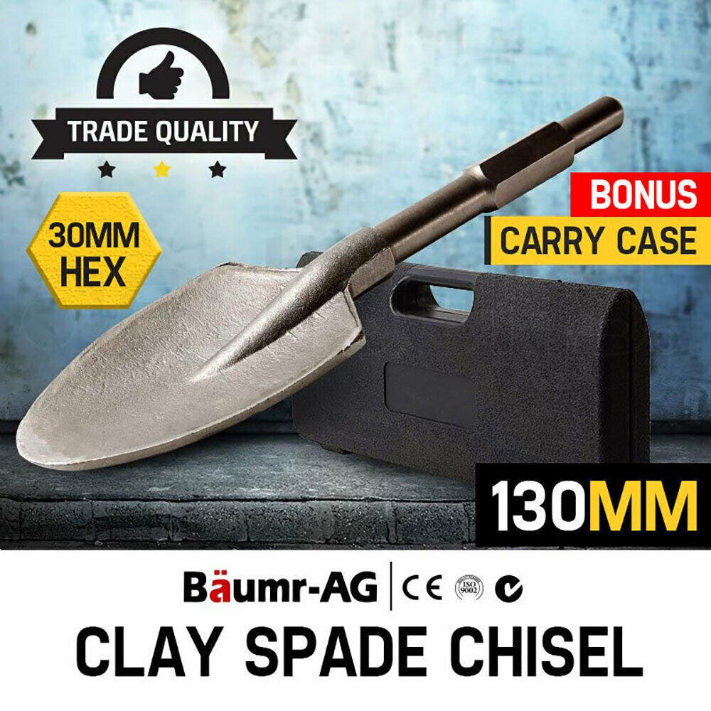 BAUMR-AG 130mm Clay Pointed-Tip Spade Jackhammer Chisel, 30mm Hex with ...