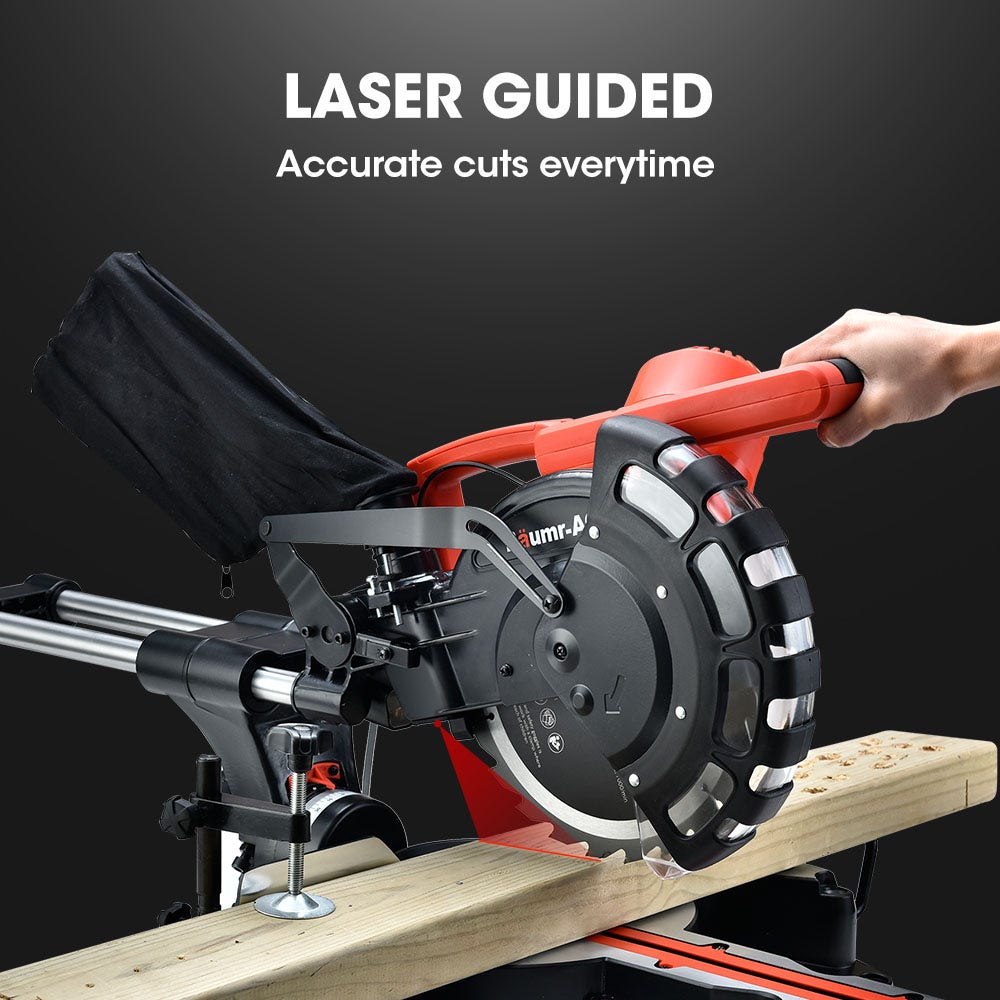 BAUMR-AG 254mm Sliding Compound dual Mitre Drop Saw and Adjustable Sta ...