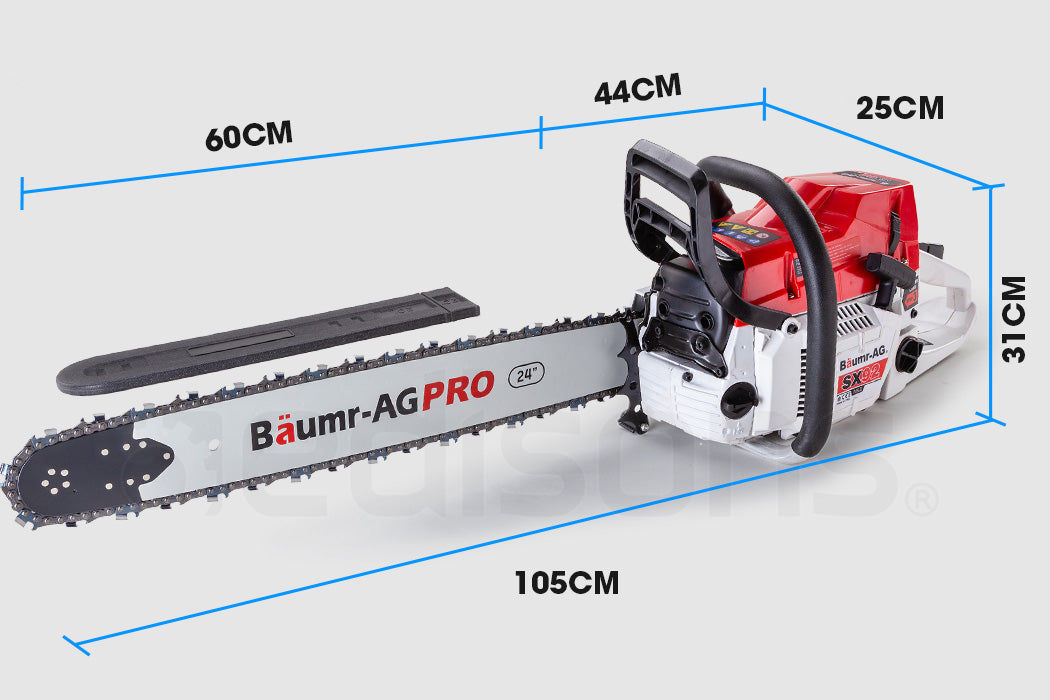 BAUMR-AG Petrol Commercial Chainsaw 24" Bar E-Start Chain Saw Top Hand ...