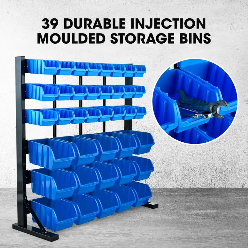 BAUMR-AG 39 Parts Bin Rack Storage System Floor Mount - Blue – Baumr-AG