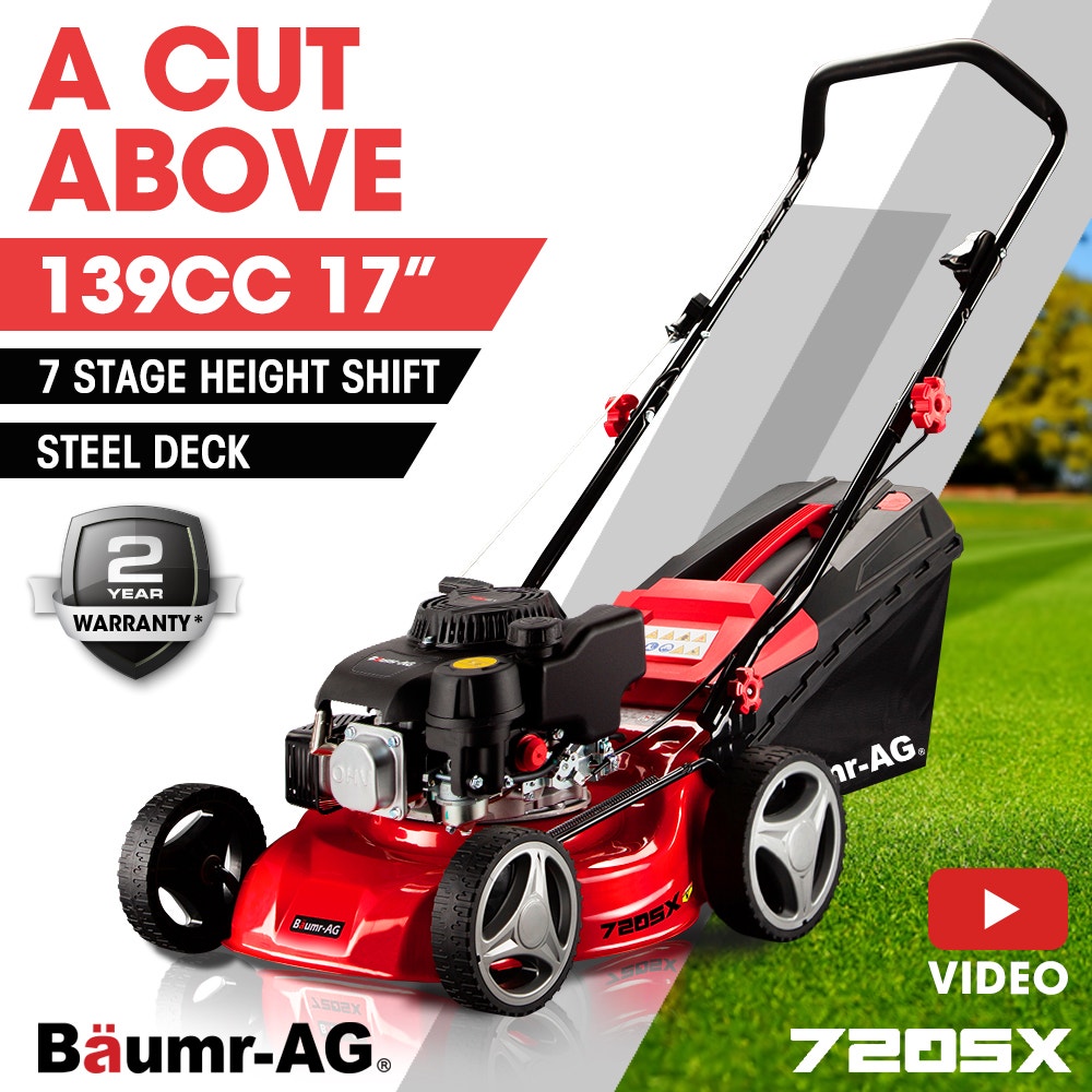 Baumr-AG 720SX 17" 139cc Steel Deck Petrol 4-Stroke Lawn Mower