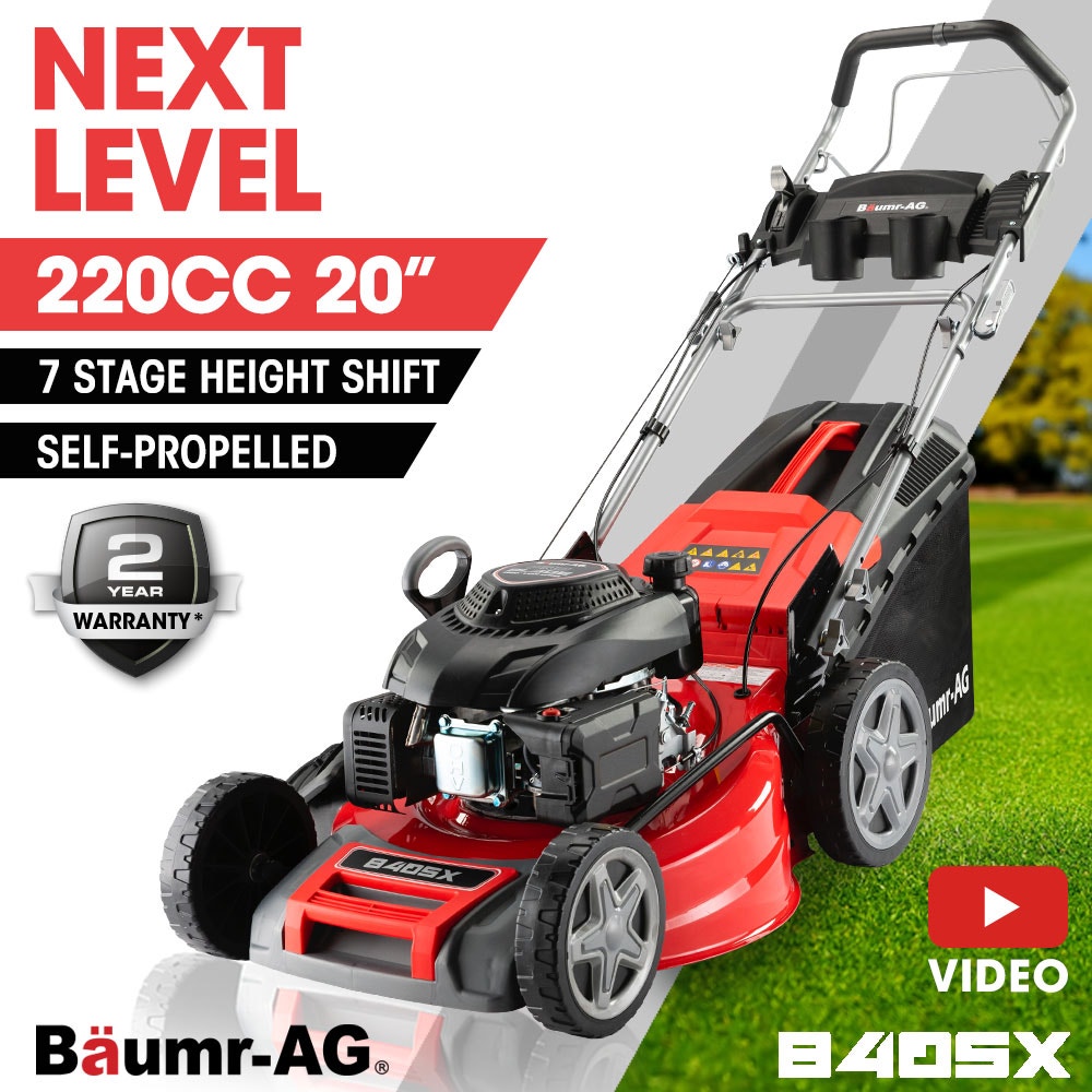 BAUMR-AG Petrol Lawn Mower 220cc 20" 4 Stroke Self Propelled - 840SX ...