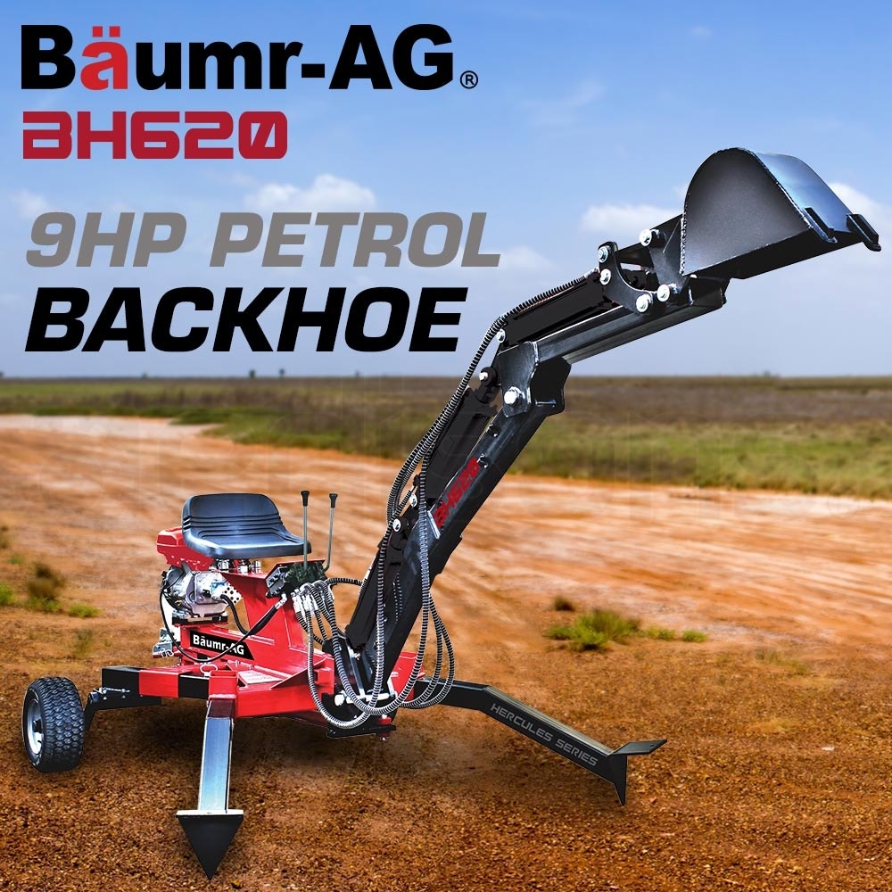 Baumr-AG 9HP Backhoe - Petrol Excavator 4-Stroke Hydraulic Bucket Towa