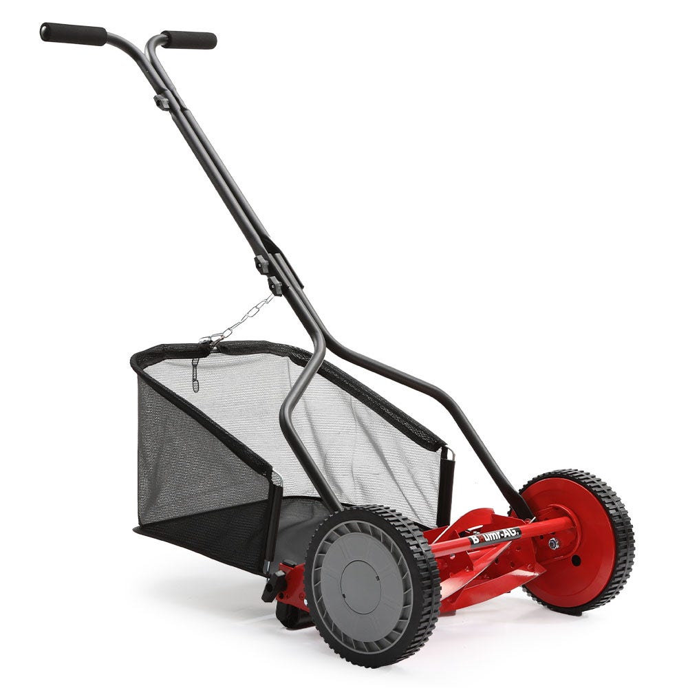 BAUMR-AG 350MX 14" Manual Reel Push Lawn Mower, w/ Catcher, 5 Height S ...
