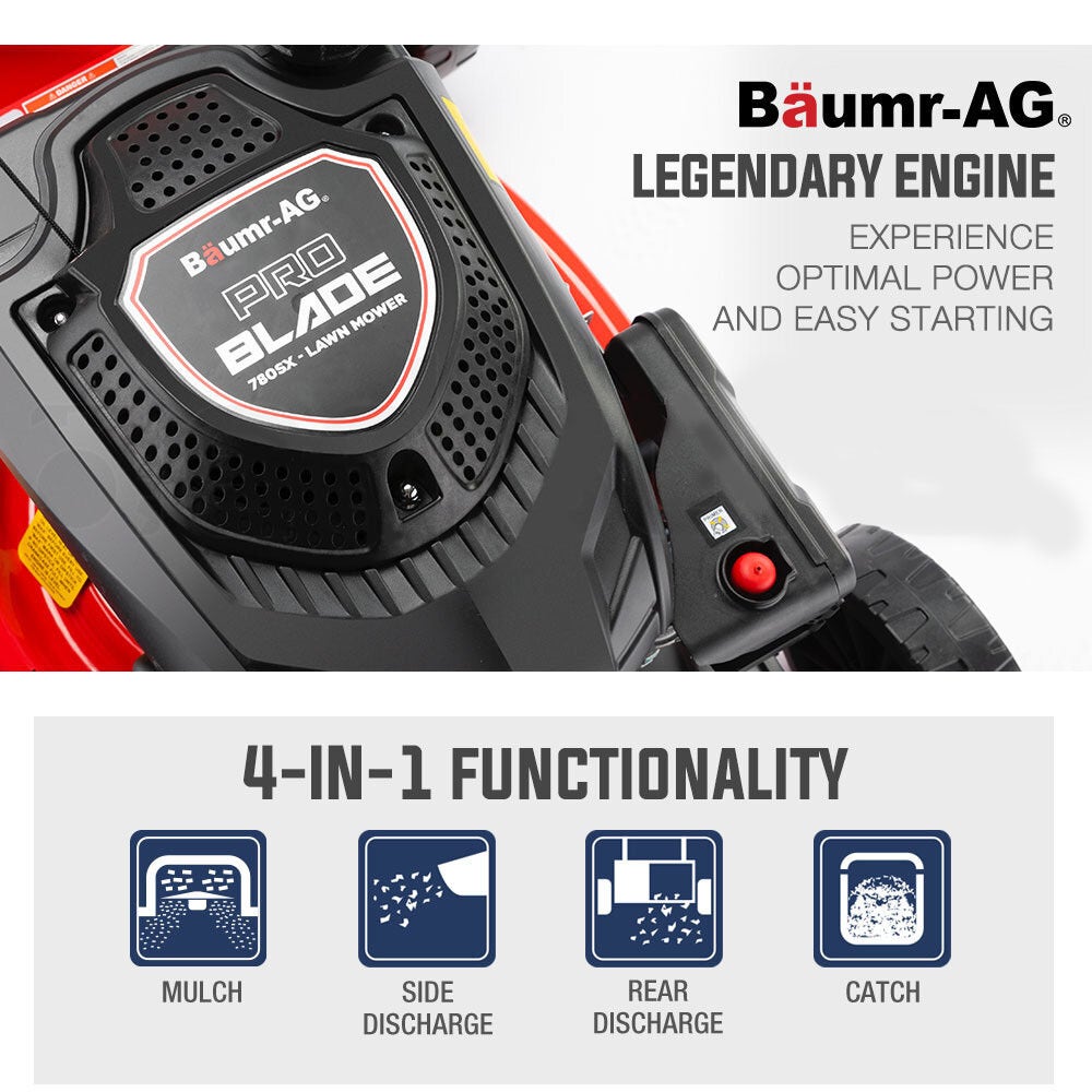 BAUMR-AG Petrol Lawn Mower 220cc 18" 4 Stroke Self Propelled - 780SX ...