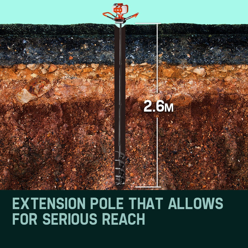 Baumr-AG Post Hole Digger 75CC Posthole Earth Auger Fence Borer Petrol