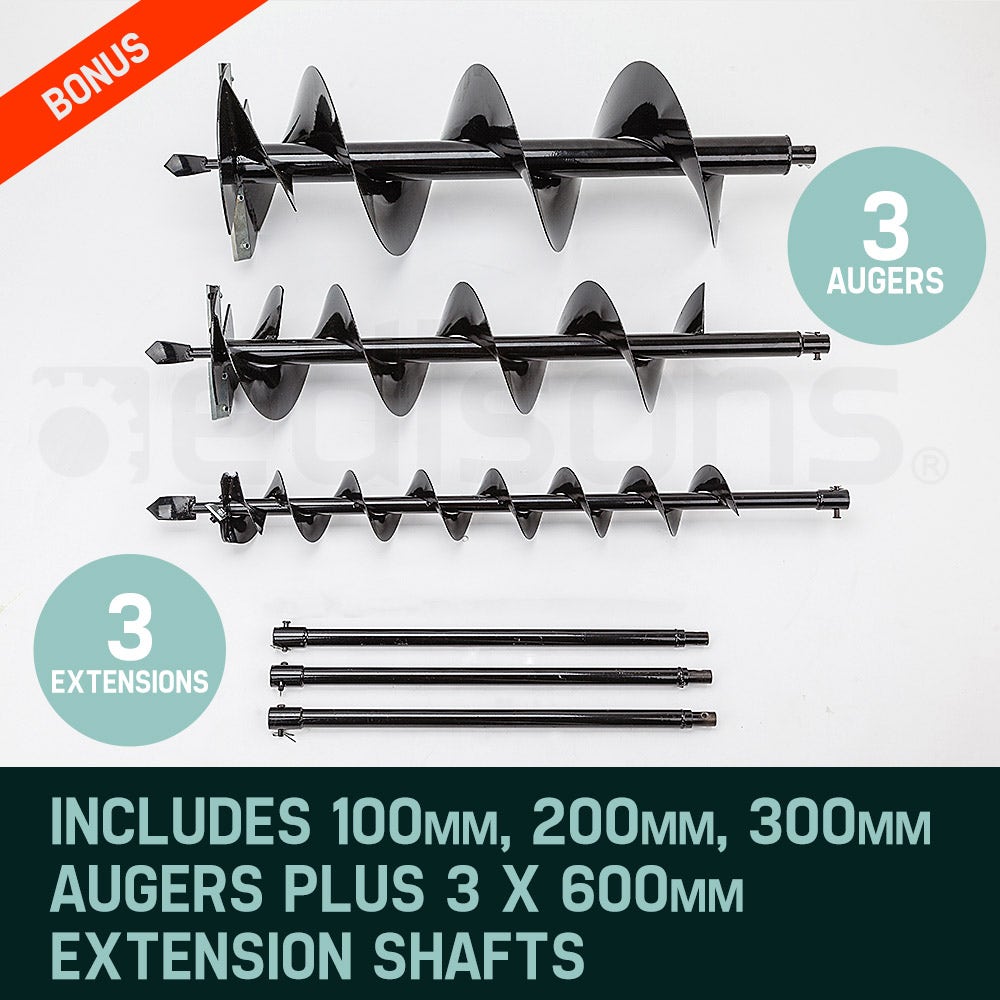 Baumr-AG Post Hole Digger 75CC Posthole Earth Auger Fence Borer Petrol