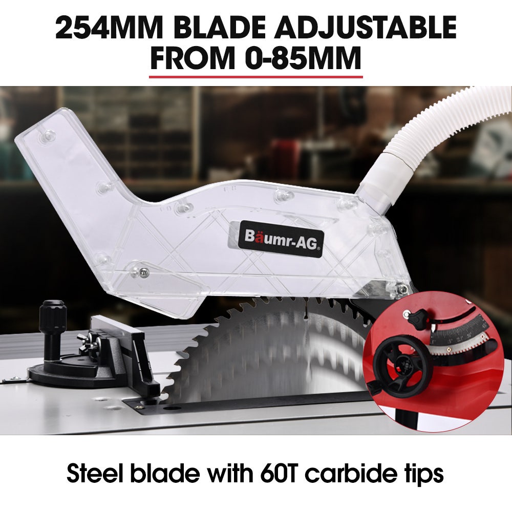 BAUMR-AG 2000W 255mm 10" Compound Table Saw, with Stand, Expandable Wo ...
