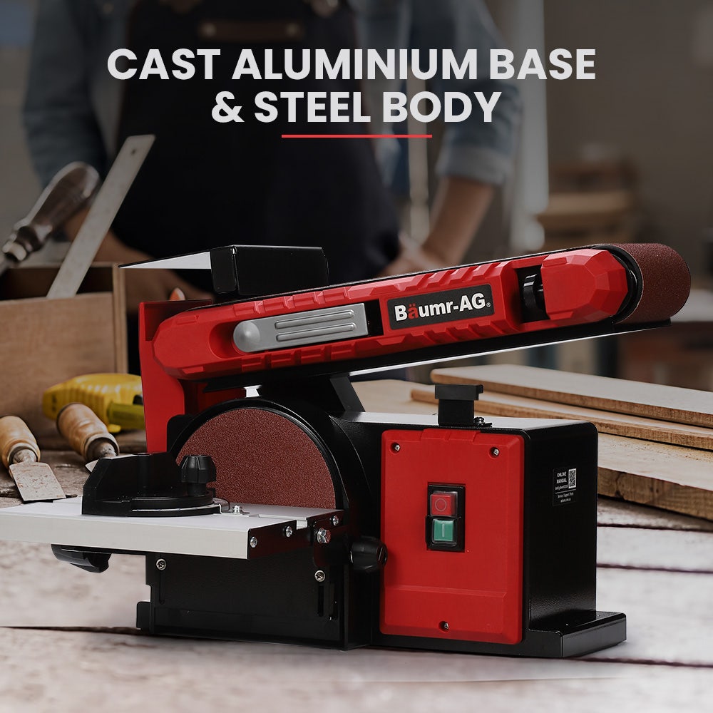 BAUMR-AG Bench Belt and Disc Sander Combo, 100mm Linisher + 150mm Disc ...