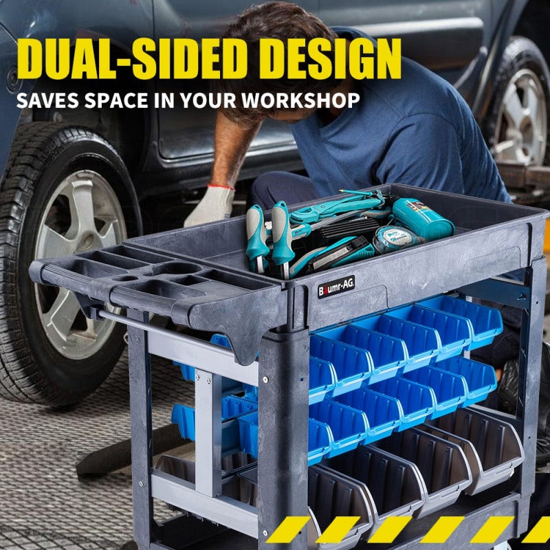 Baumr-AG Parts Bin Trolley Service Utility Cart Storage Mobile Tool Wo